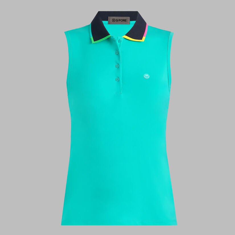 CONTRAST COLLAR SILKY TECH NYLON SLEEVLESS POLO | WOMEN'S POLO SHIRTS |G/FORE
