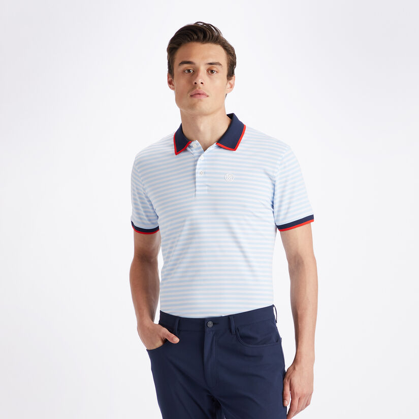 STAPLE STRIPE RIB COLLAR TECH JERSEY SLIM FIT POLO – G/FORE