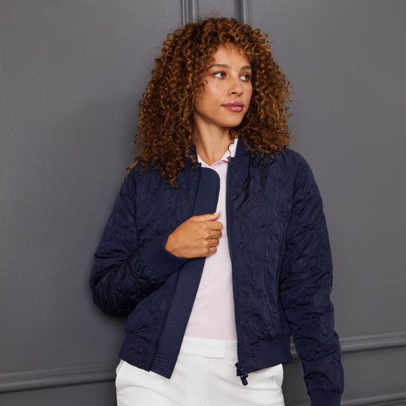 RIB COLLAR EMBOSSED BOMBER JACKET – G/FORE