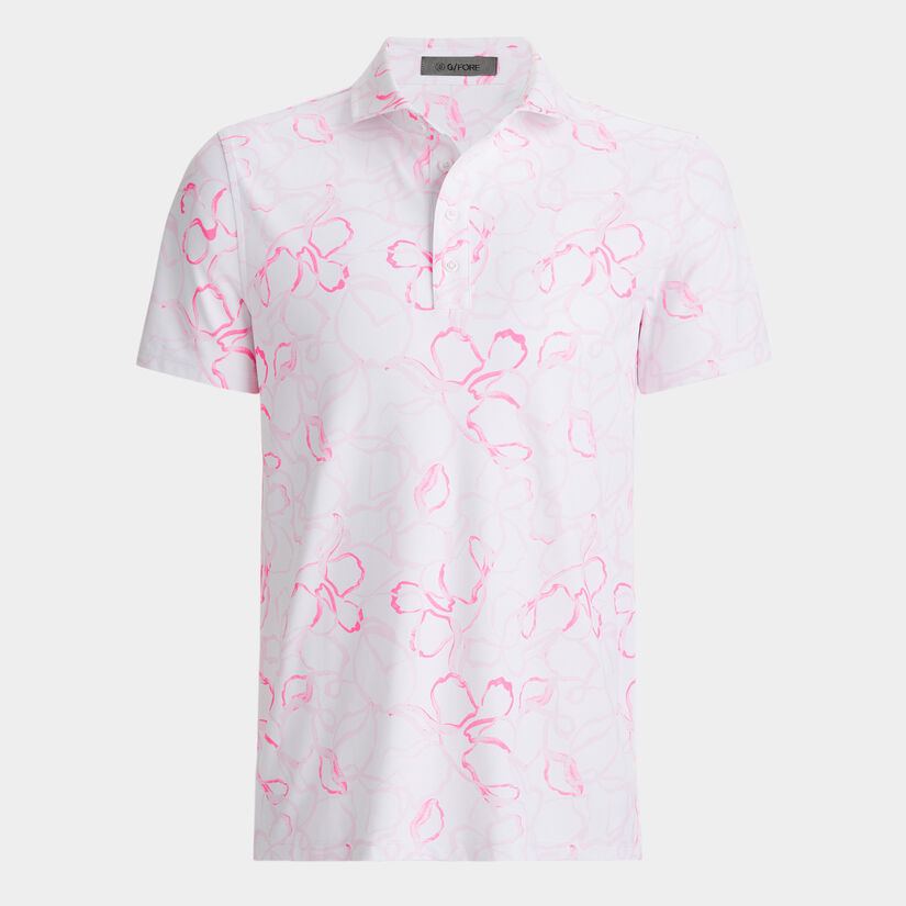 WATERCOLOUR FLORAL TECH PIQUÉ POLO | MEN'S POLO SHIRTS | G/FORE