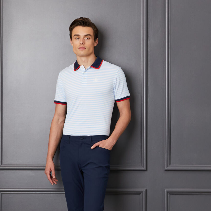 STAPLE STRIPE RIB COLLAR TECH JERSEY SLIM FIT POLO – G/FORE