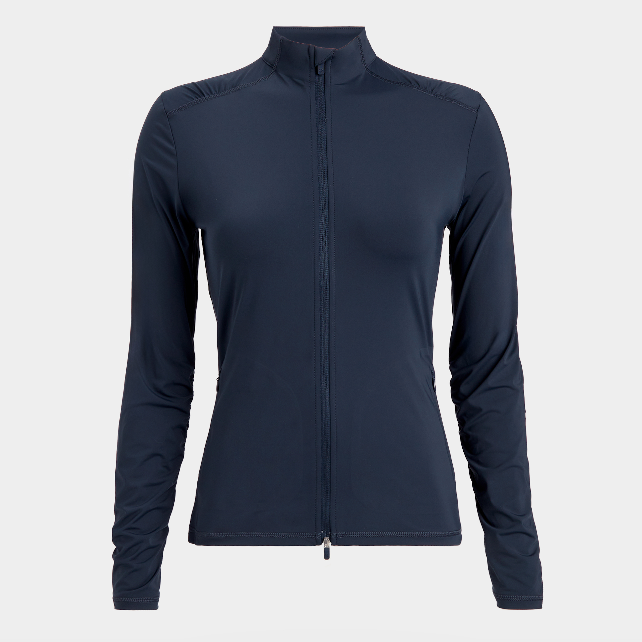SILKY TECH NYLON RUCHED FULL ZIP LAYER | WOMEN'S PULLOVERS & QUARTER ...