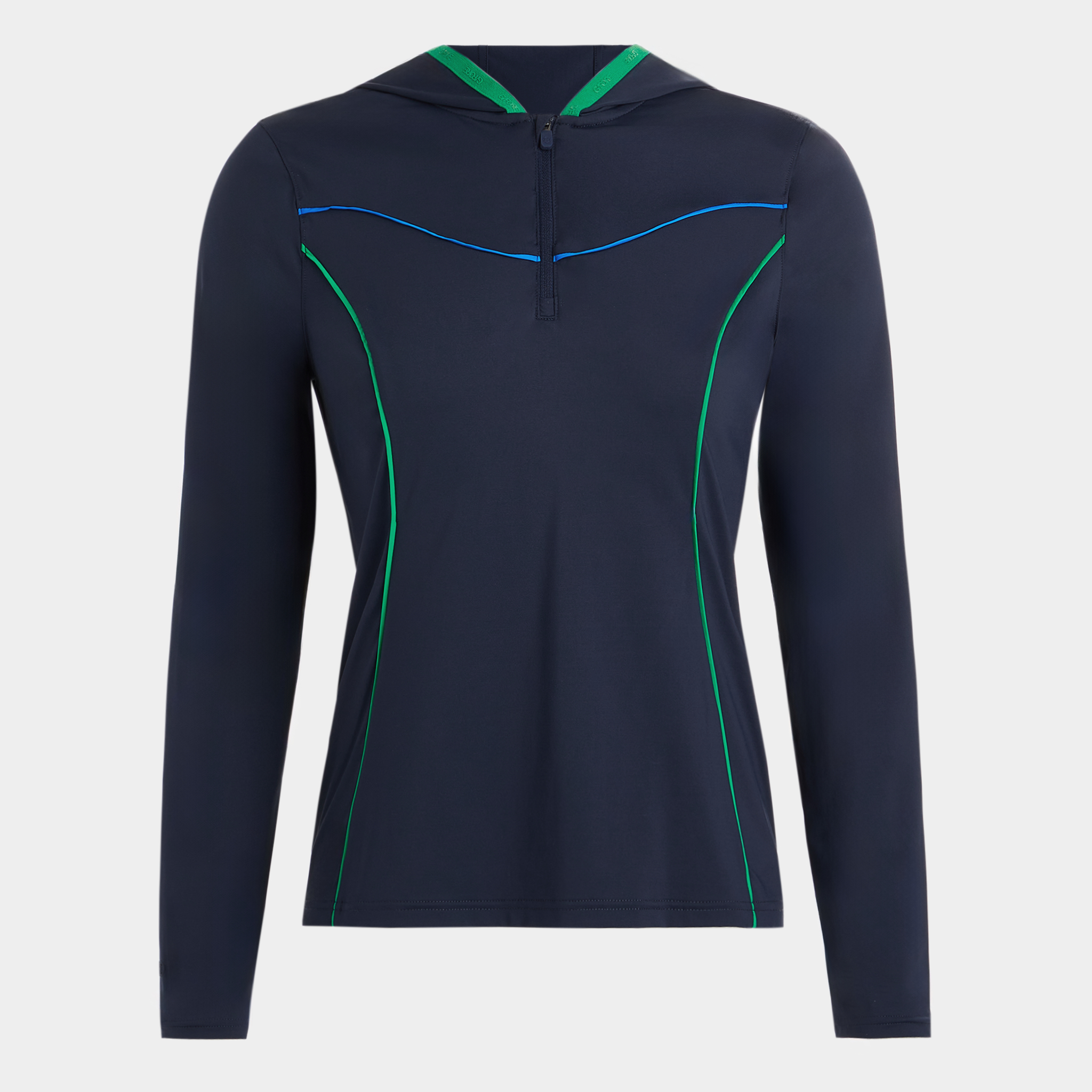 CONTOURING INTERLOCK HOODED MID LAYER